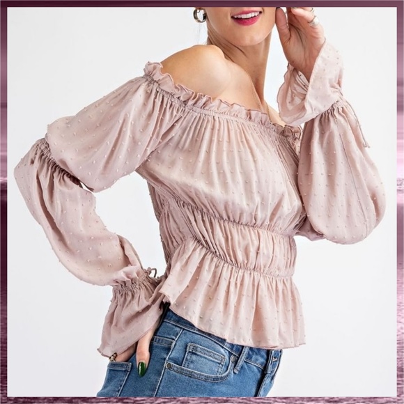 easel | Tops | Easel Sweeten Up Sexy Swiss Dot Silklike Off Shoulder ...